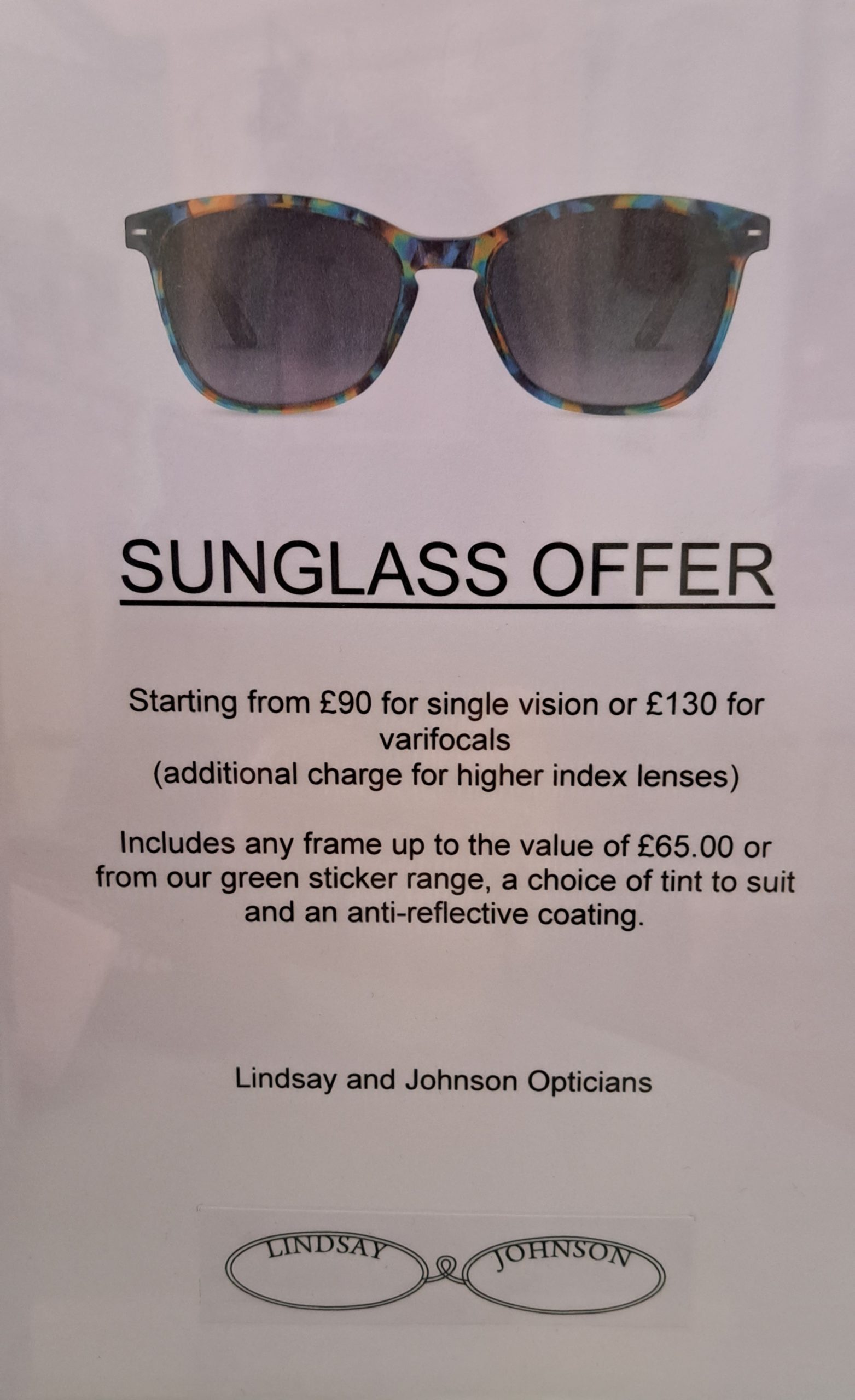 Sunglass offer - Lindsay & Johnson Opticians